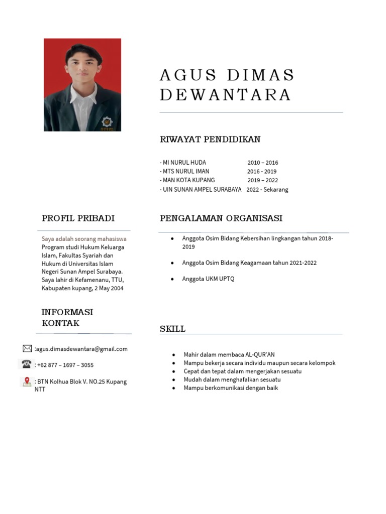 CV Agus Dimas Dewantara | PDF