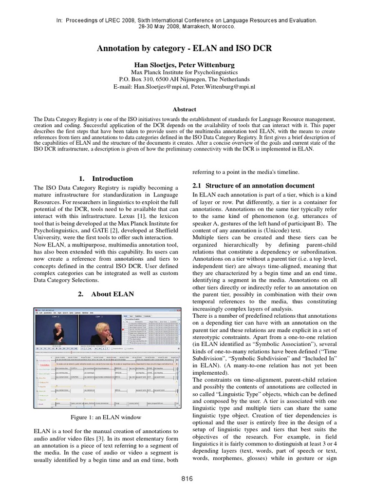 Sloetjes Wittenburg 2008 ELAN | PDF
