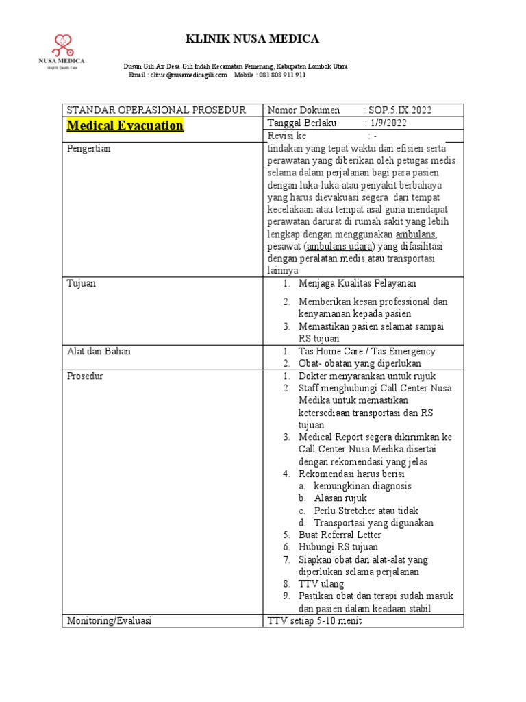 5.SOP Medevac | PDF