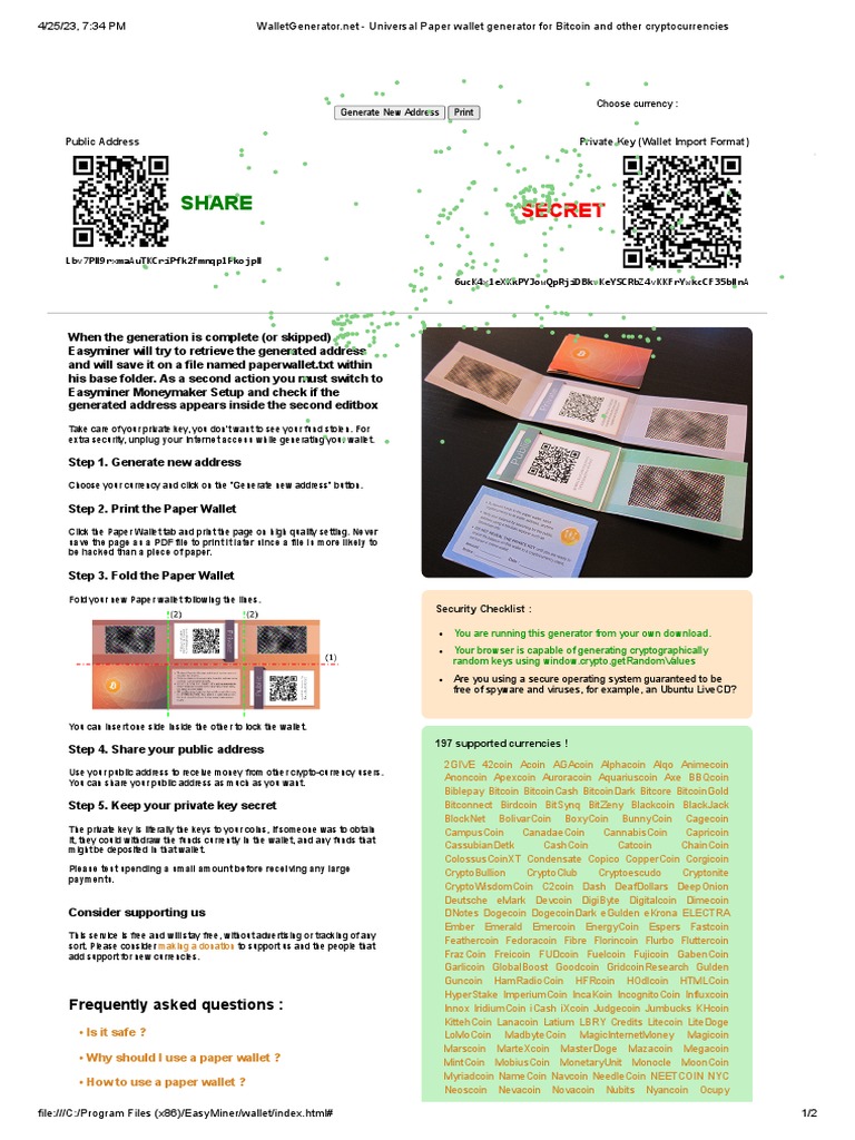 WalletGenerator.net - Universal Paper wallet generator for Bitcoin and other cryptocurrencies | PDF