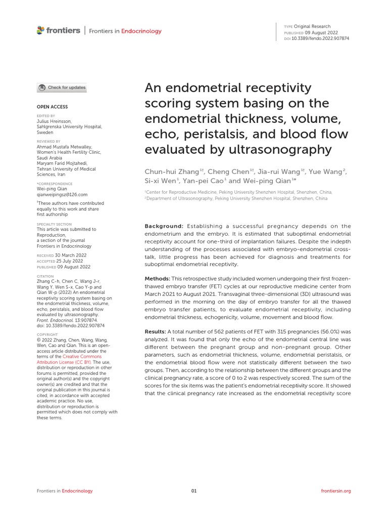 Endometrial Receptivity Scoring | PDF | Self-Improvement