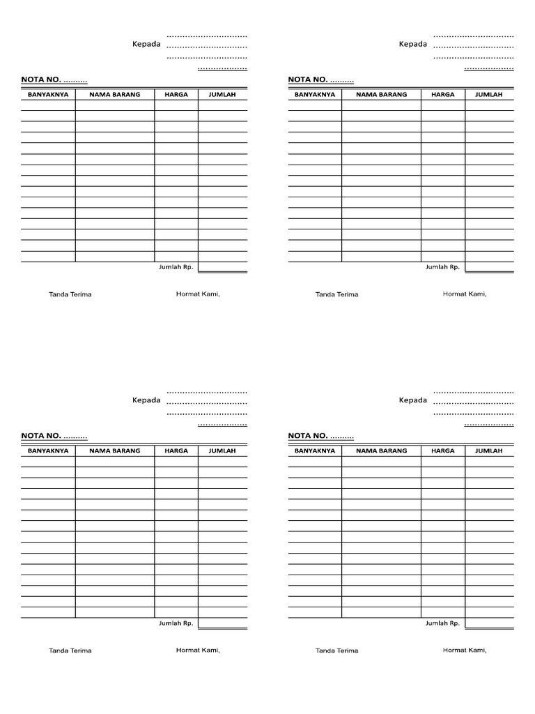 Nota Bon Kosong | PDF