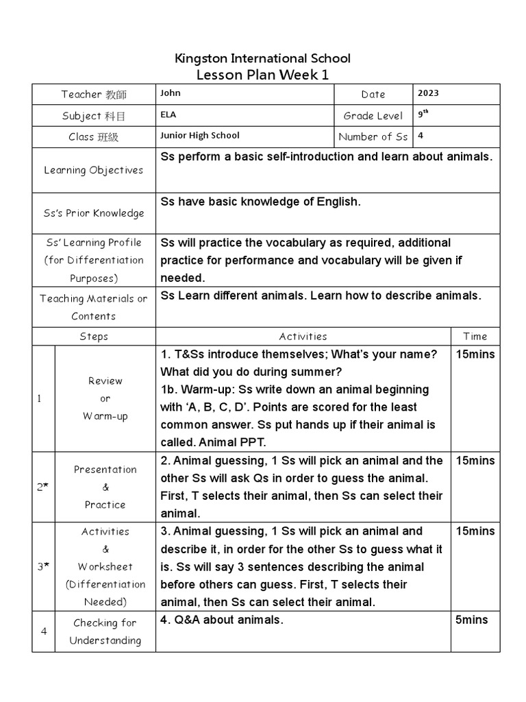 2023-24 Lesson Plan - 1 Introduction | PDF 2023-24 Lesson Plan - 1 Introduction | PDF