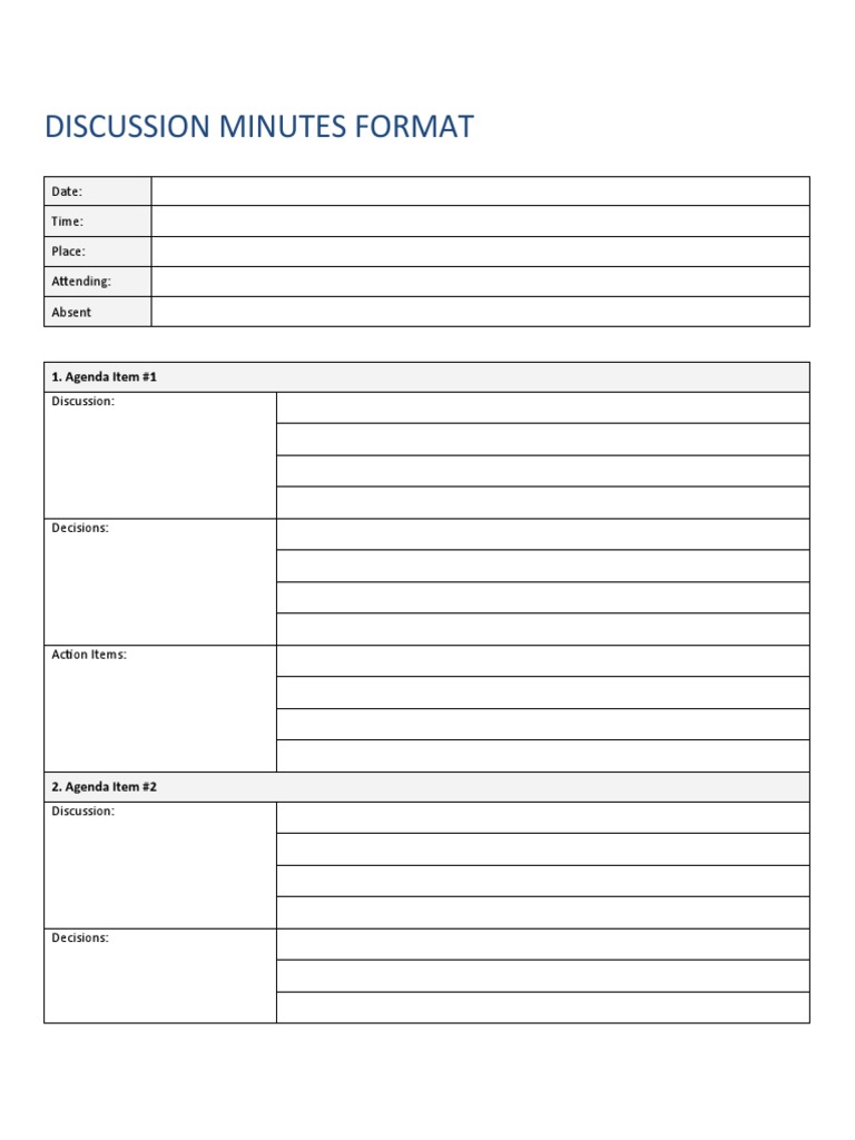Discussion Minutes Format | PDF