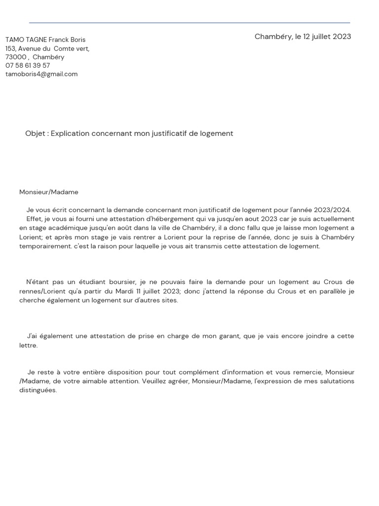 Lettre Explicative | PDF