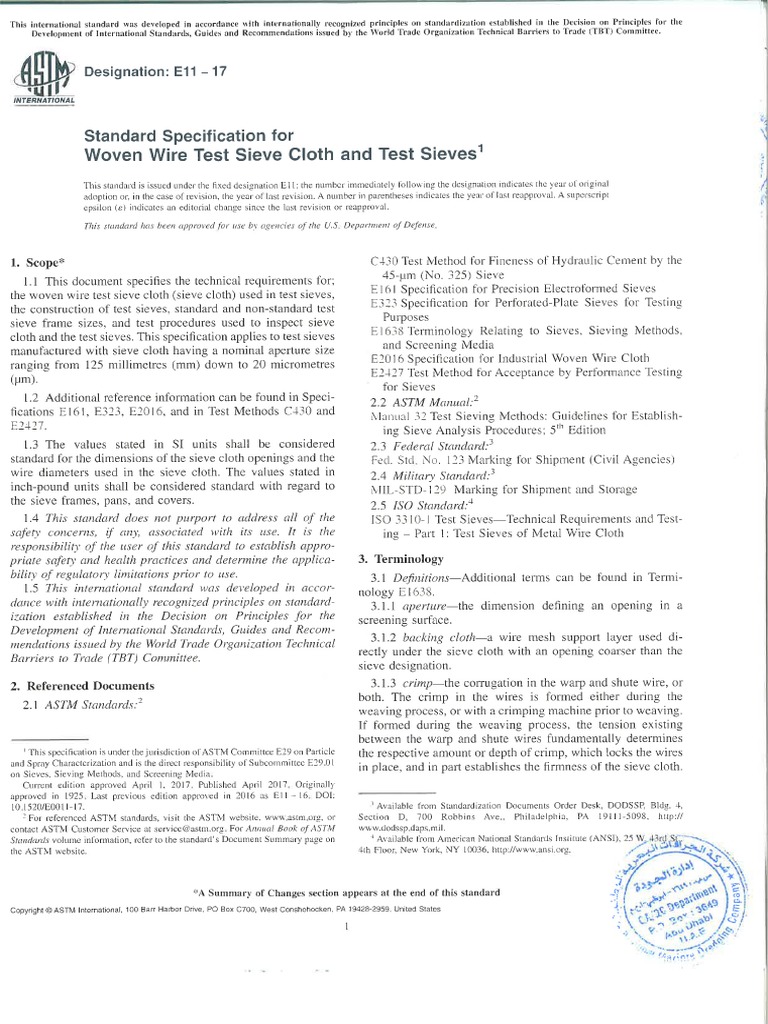 ASTM-E11-17 | PDF