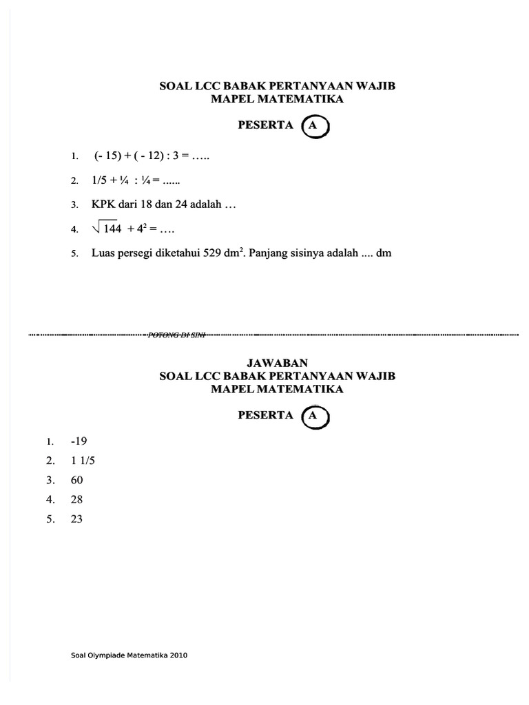 Pdf Soal Lcc Matematika Babak Final Compress Pdf