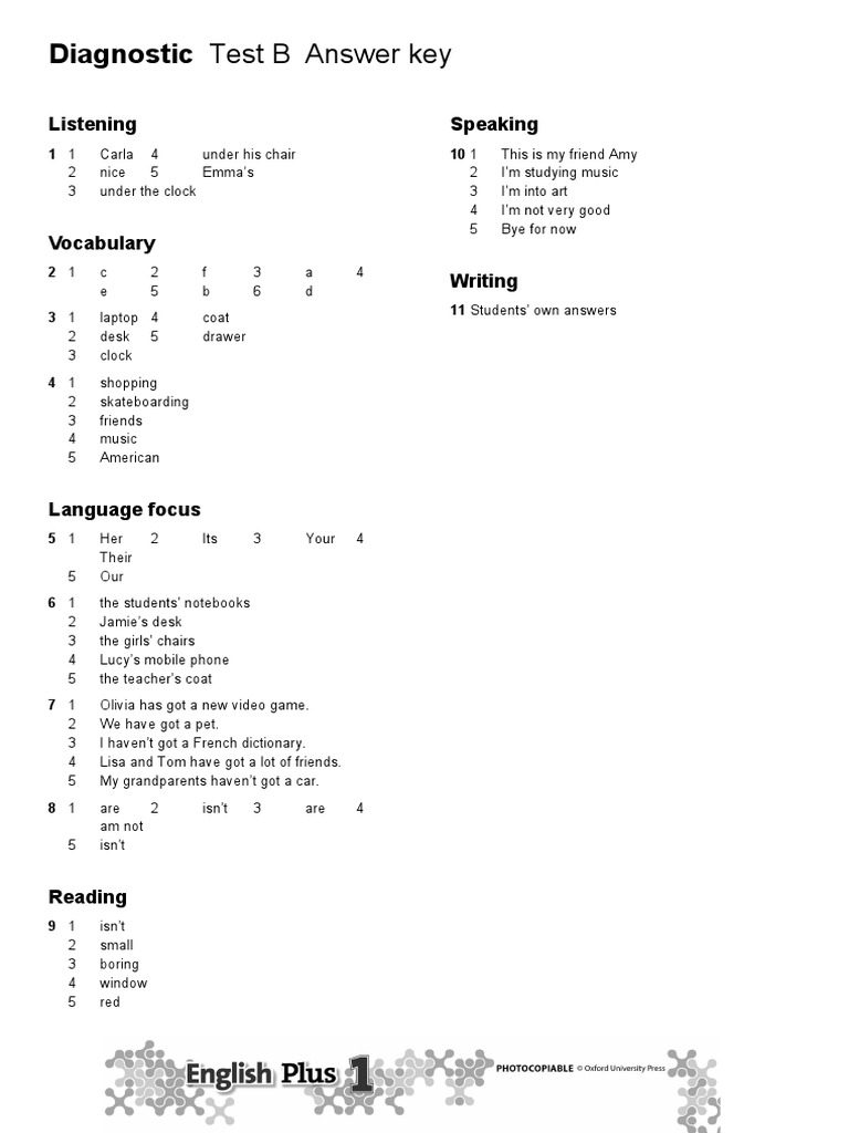 Diagnostic Test B Answers | PDF