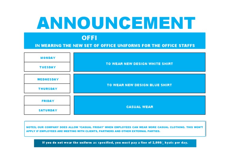 Uniform Schedule For Office | PDF