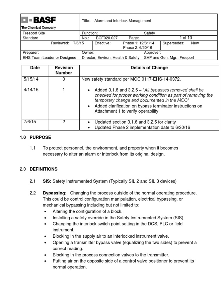 Interlock Alarm Management Standards | PDF | Safety | Prevention
