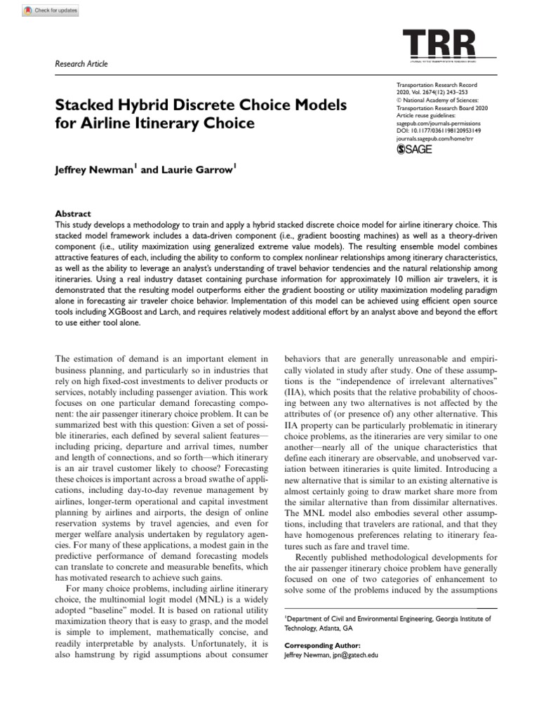 Stacked Hybrid Models for Airline Choices | PDF | Science & Mathematics ...