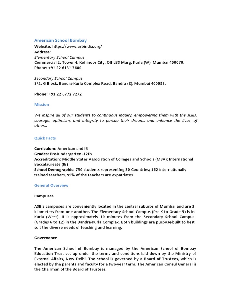 Sample School Profile | PDF