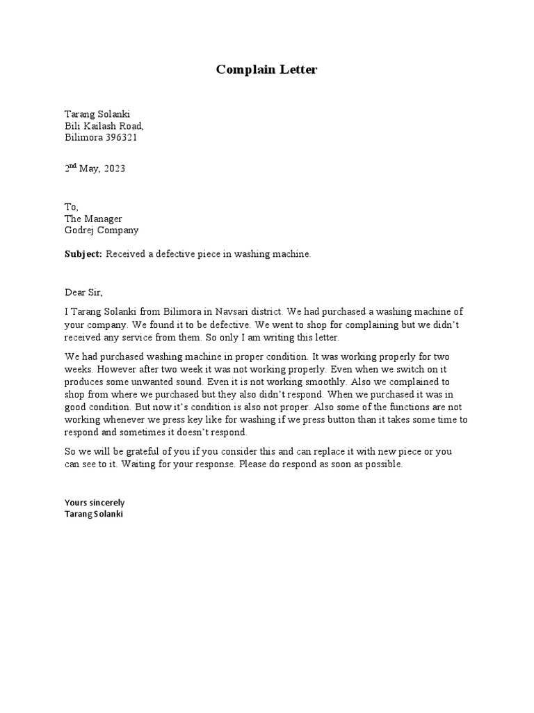 Complain Letter | PDF | Career & Growth