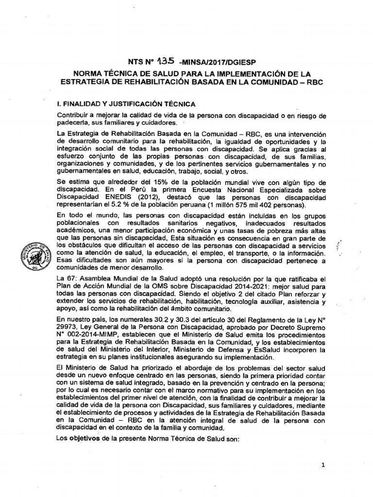 RM - 457-2017-Minsa Discapacidad | PDF