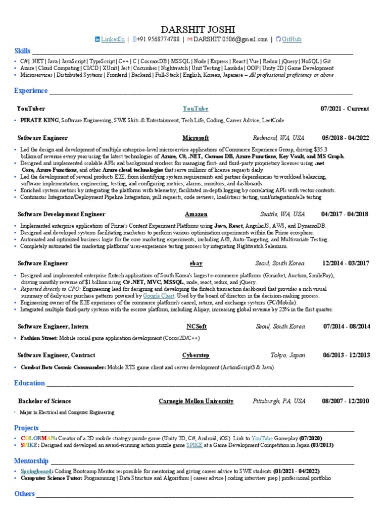 PIRATE KING Resume - White | PDF | Microsoft Azure | Software