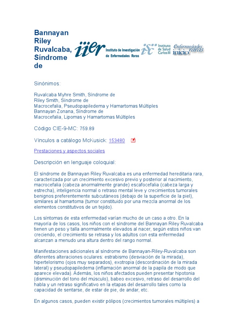 Sindrome de Bannayan Riley Ruvalcaba | PDF | Discapacidad intelectual ...