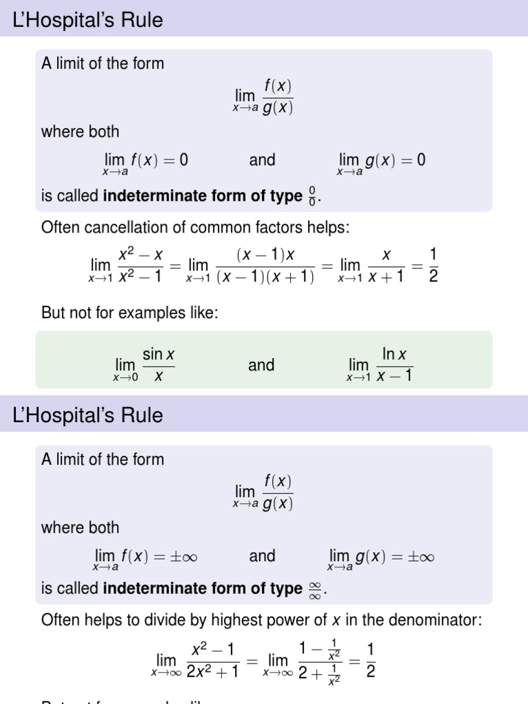 Lhospital Rule Examples
