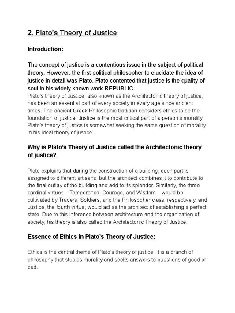 Plato's Theory of Justice | PDF