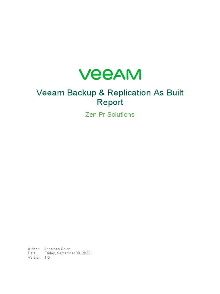 Sample Veeam Backup & Replication As Built Report | PDF