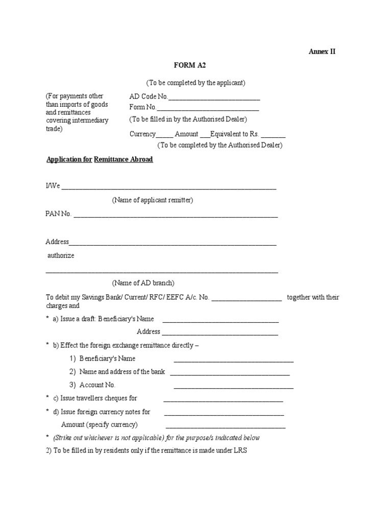 Annex II - Form A2 - Revised | PDF