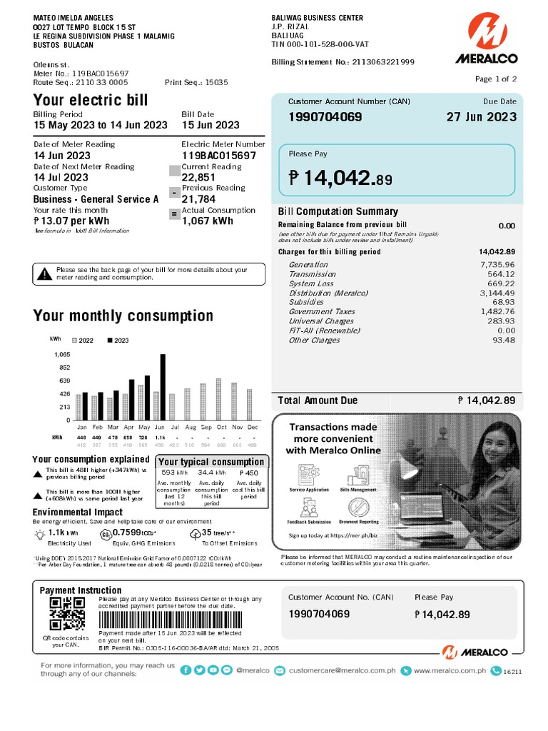 Meralco Bill 469471110101 06152023 | PDF
