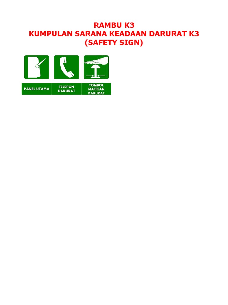 Rambu K3 - Sarana Keadaan Darurat K3 | PDF