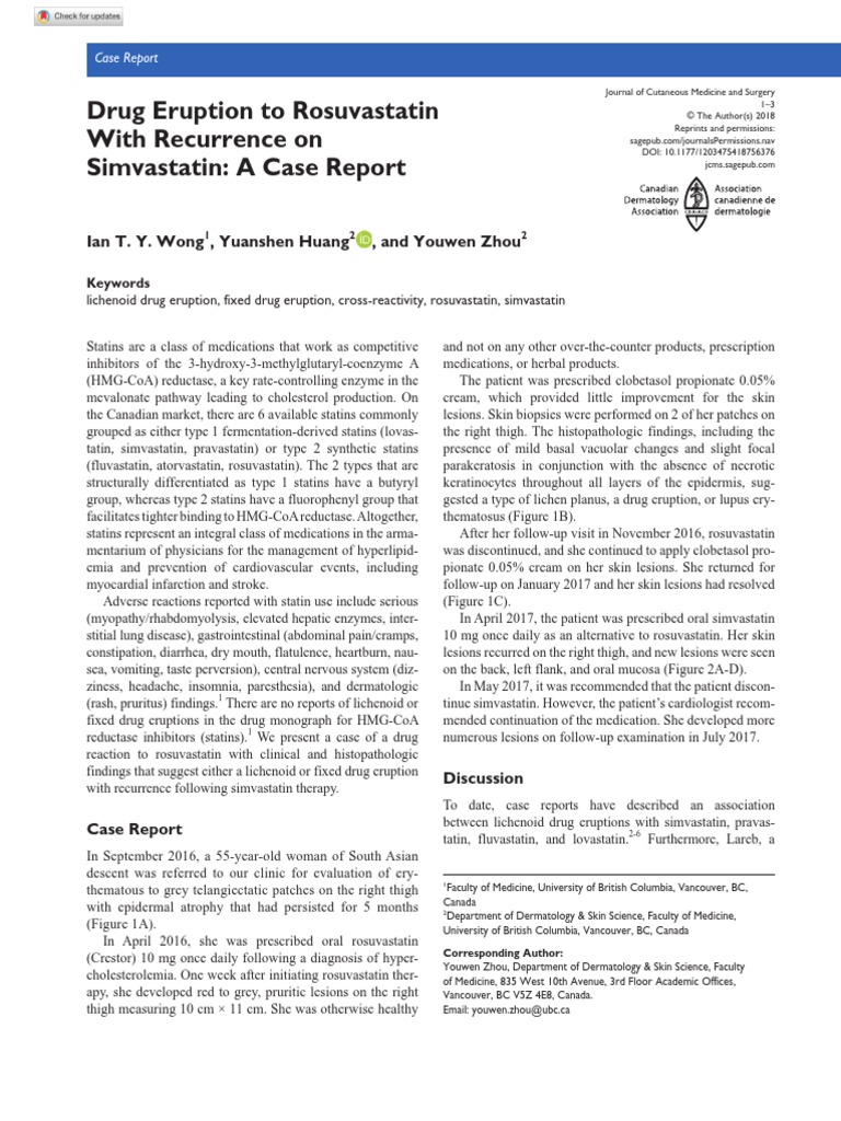 Rosuvastatin-Induced Drug Eruption Case | PDF