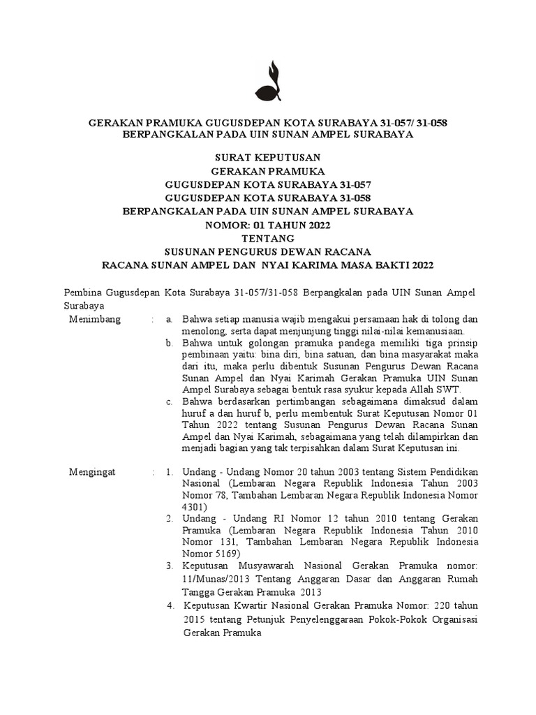 01 - SK Pengurus Dewan Racana 2022 | PDF | Pengembangan Diri