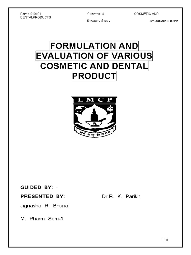 7.formulation & Evaluation of Cosmetic PDTS | PDF | Shampoo | Cosmetics