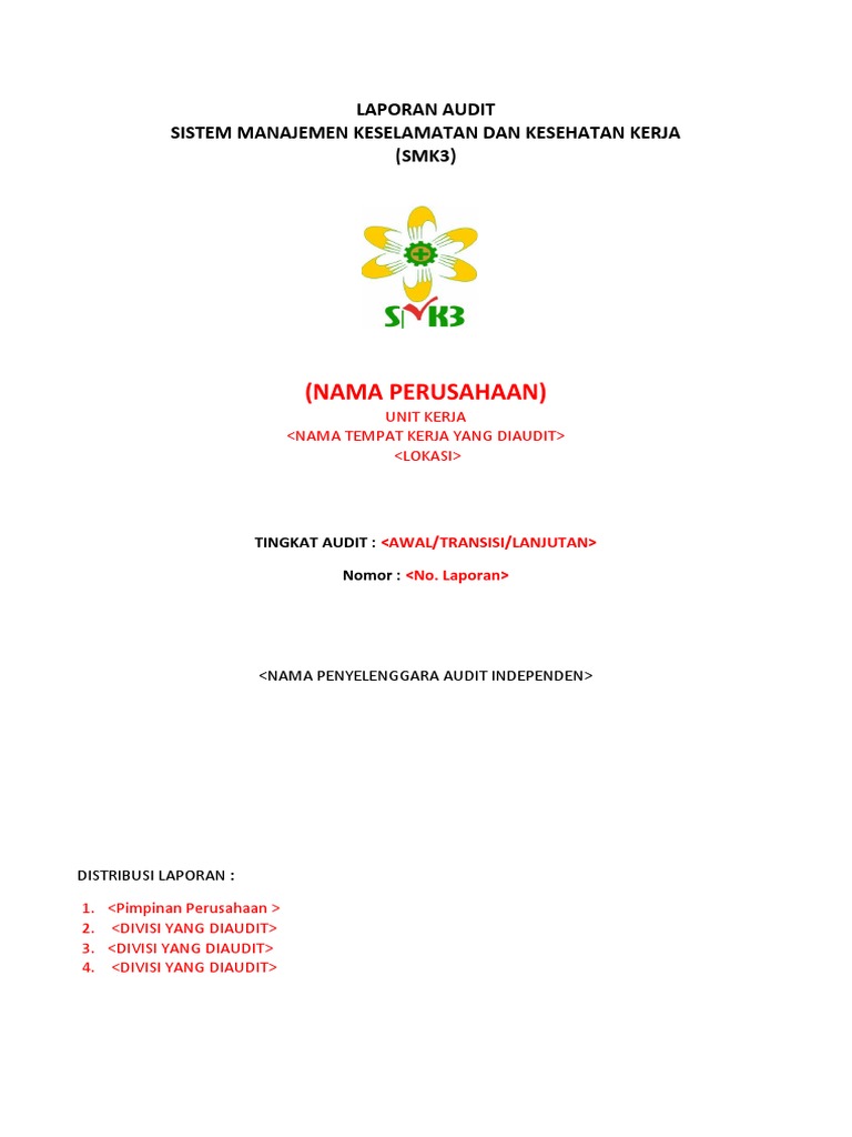 4b Laporan Audit Smk3 Internal New | PDF