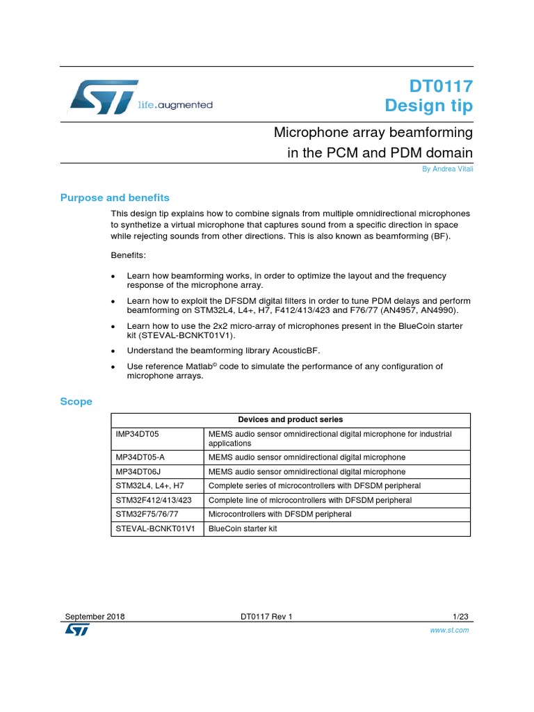 dt0117 Microphone Array Beamforming in The PCM and PDM Domain ...