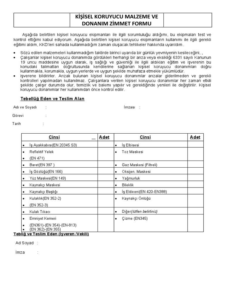 K.K.D Zimmet Formu | PDF