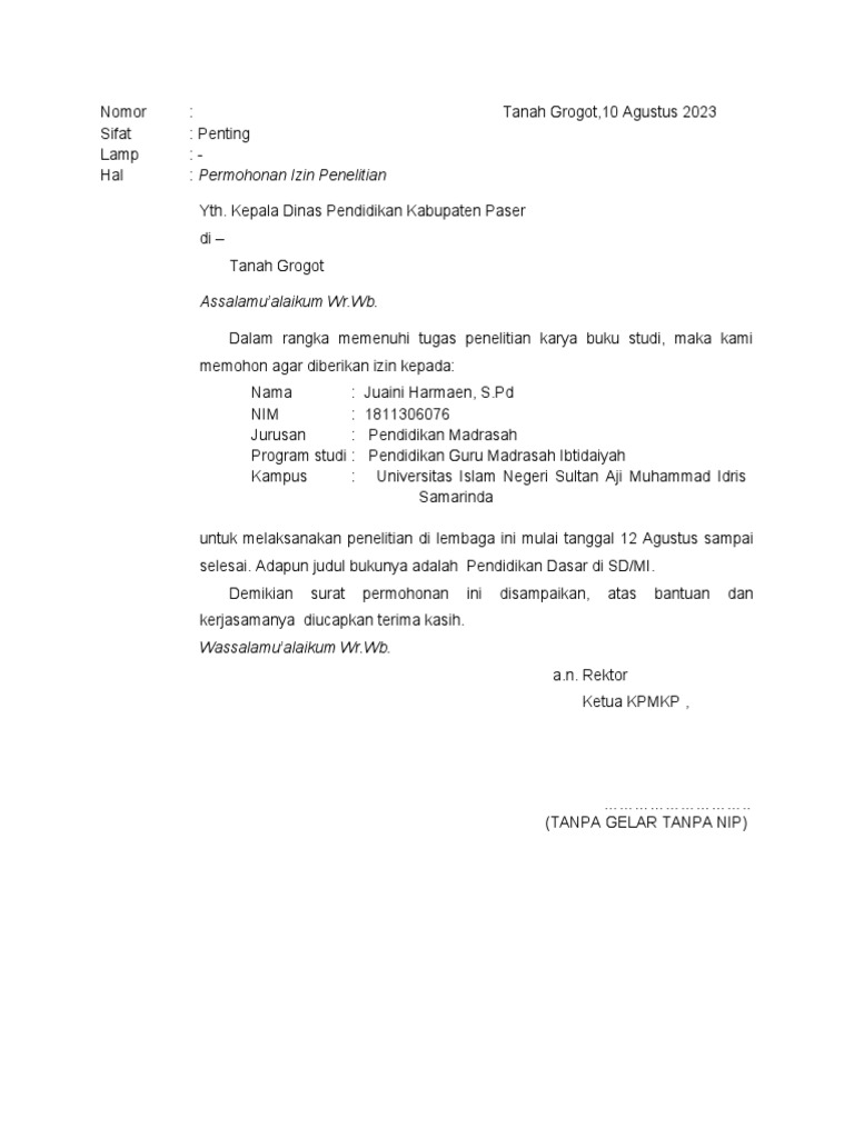 Revisi 10.12.21.9. SURAT IZIN RISET 2021 | PDF