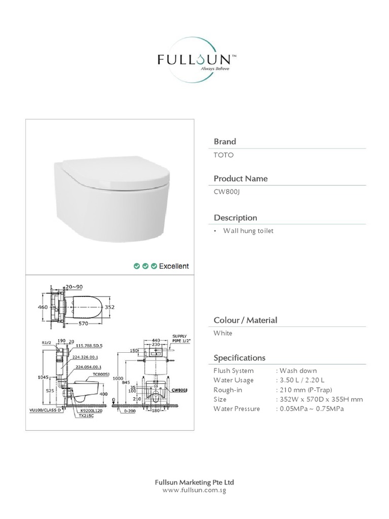 Toto Cw800j (Tzh71) | PDF