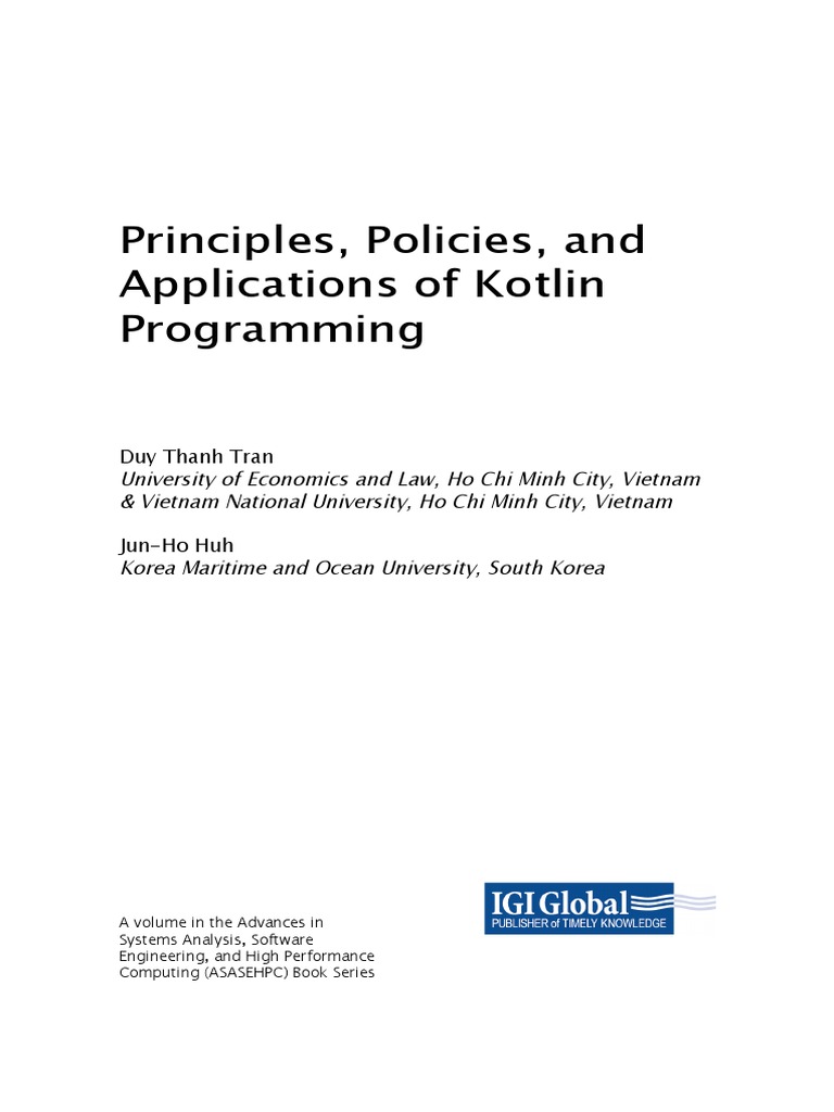 Tran D. Principles, Policies, and Applications of Kotlin Programming 2023 | PDF | Computers