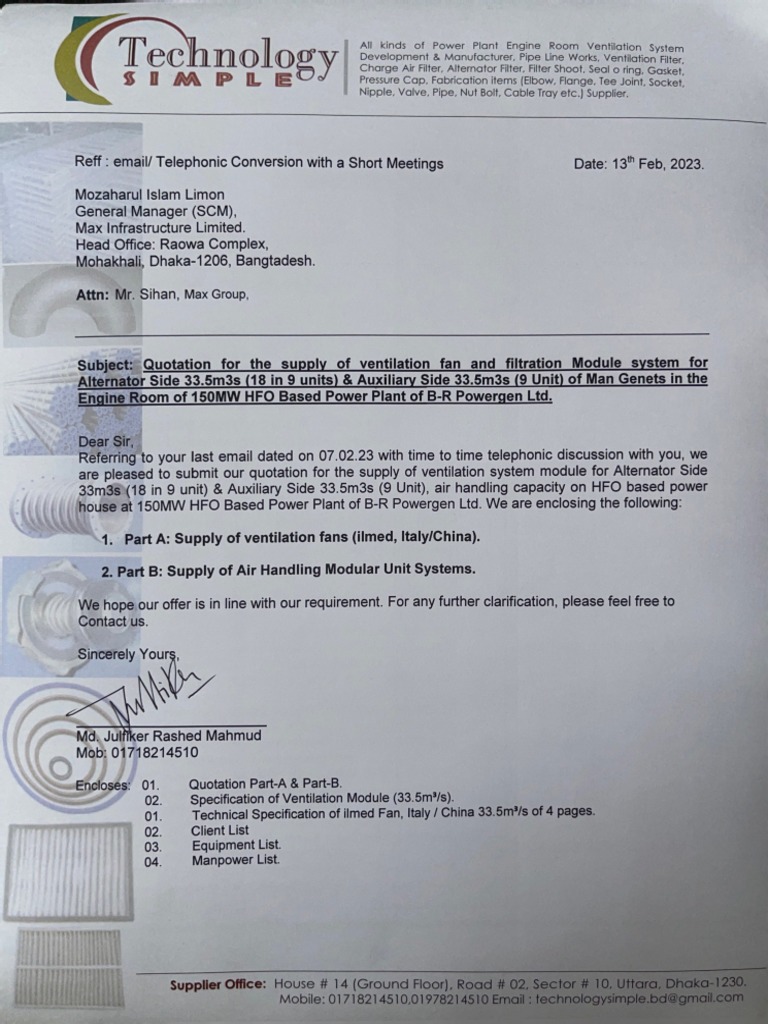 Quotation Part - "B" (Local) | PDF