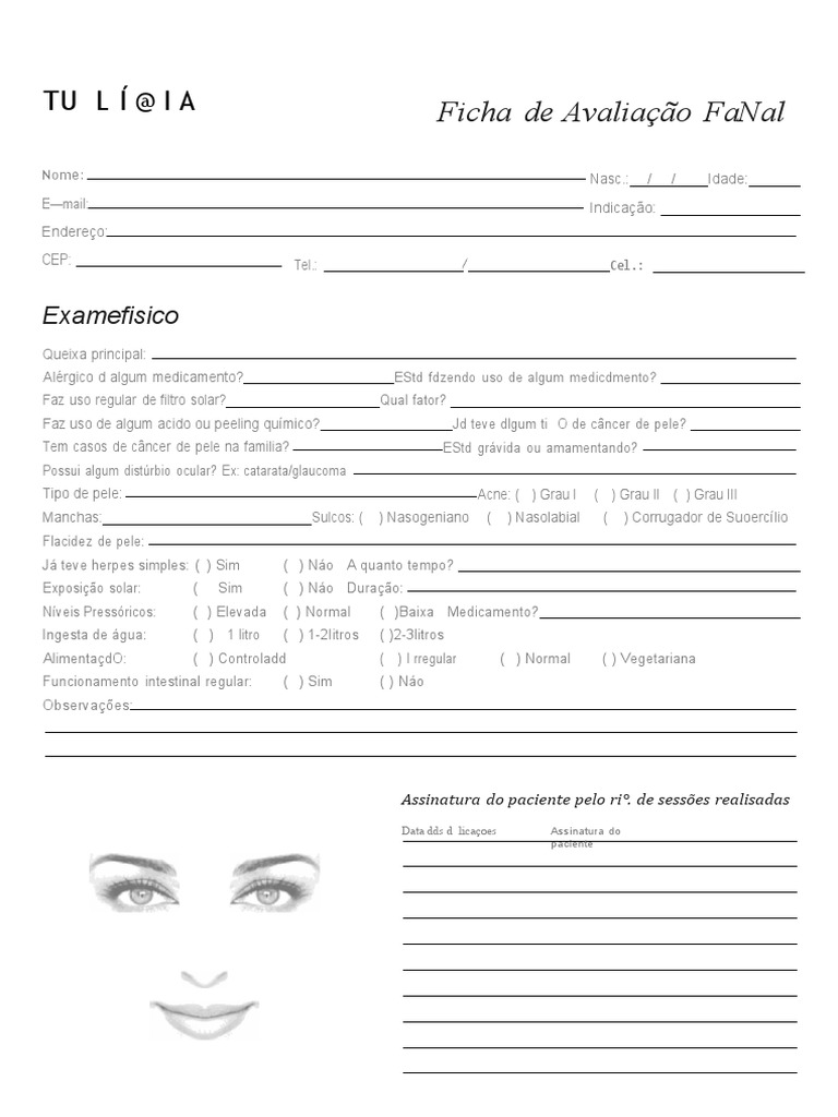 Ficha de Avaliação Facial Completa | PDF