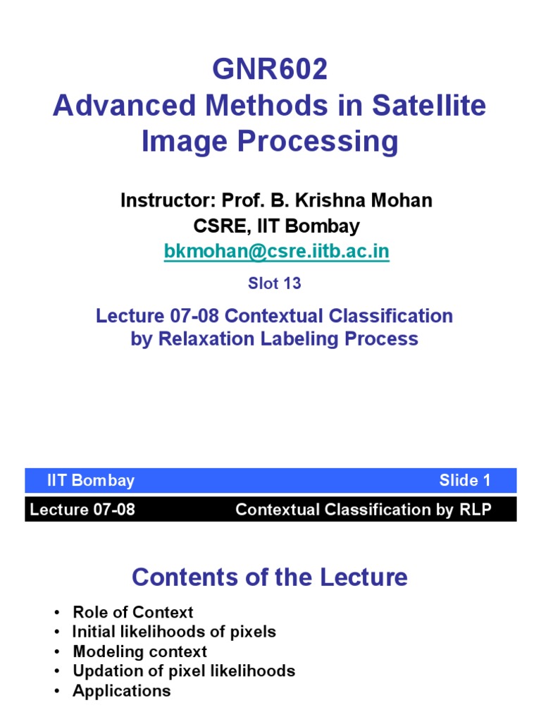GNR602 Lec07 08 ContextualClassification | PDF