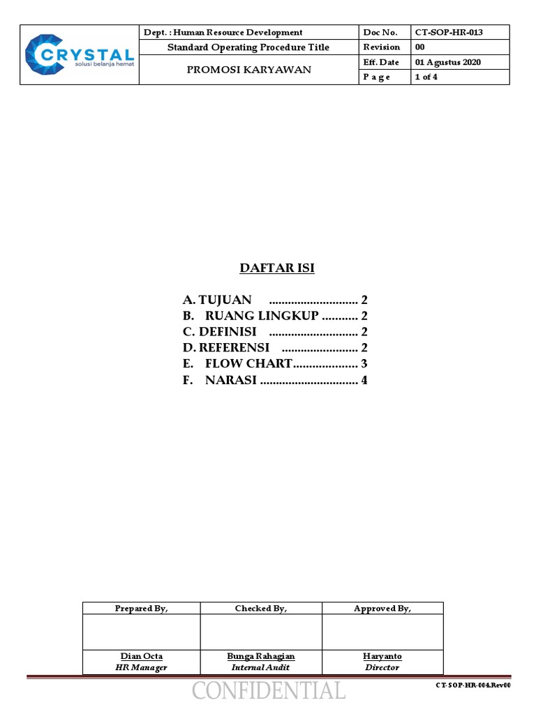 CT-SOP-HR-004.Rev00 Promosi Karyawan | PDF