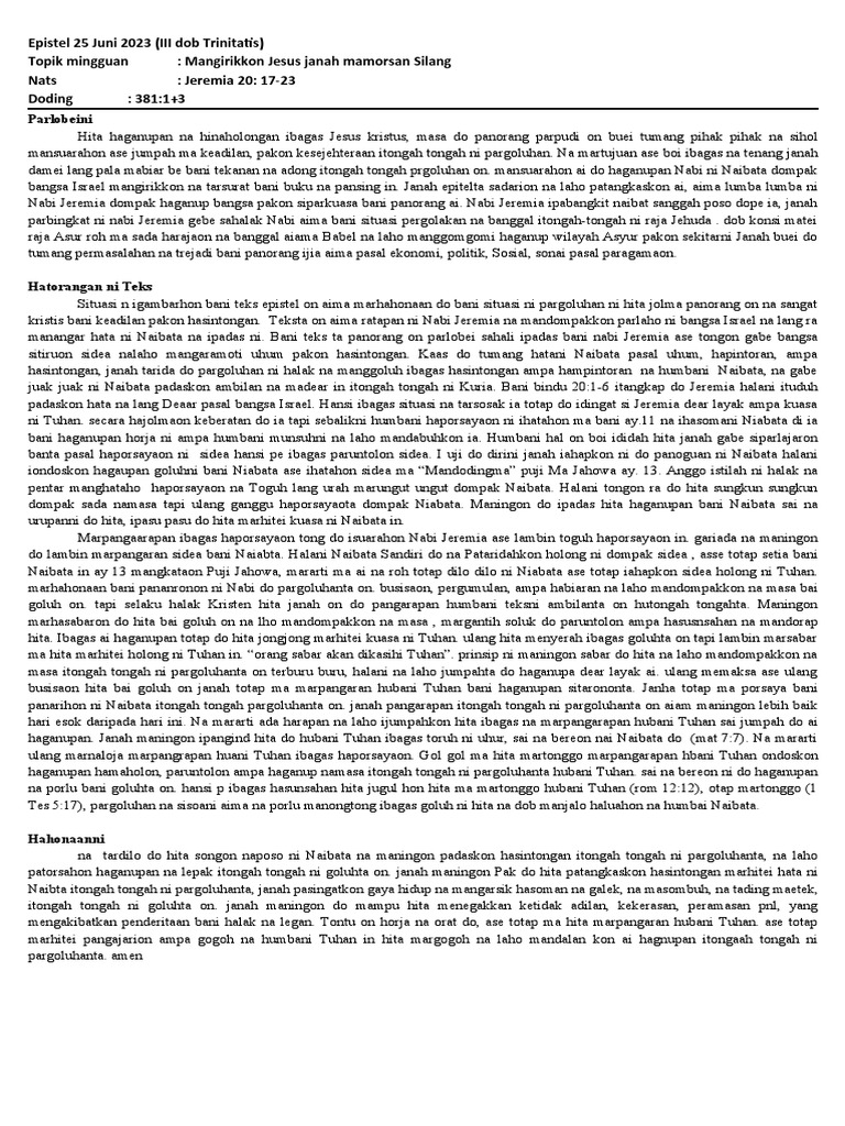 Epistel 25 Juni 2023 - 032129 | PDF