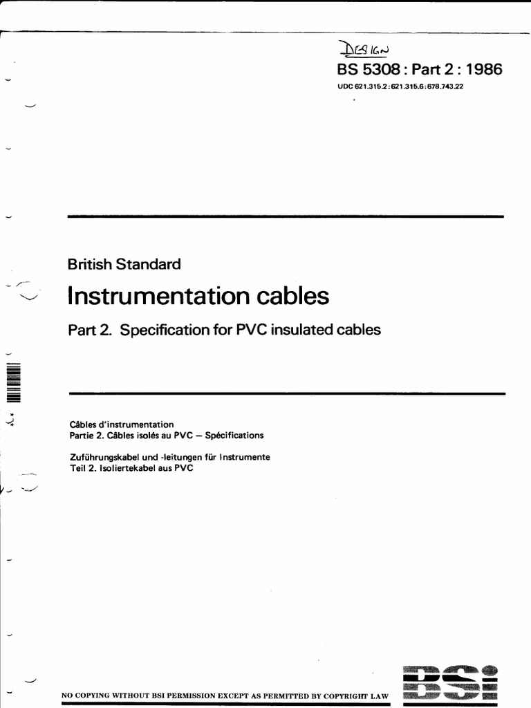 BS 5308 Part 2: PVC Cable Specs | PDF
