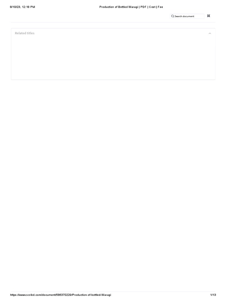 Production of Bottled Waragi - PDF - Cost - Fee | PDF