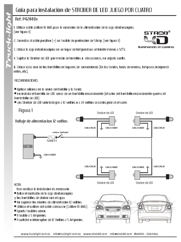 Hoja de Instalacion de Strober de Led Juego Por Cuatro | PDF