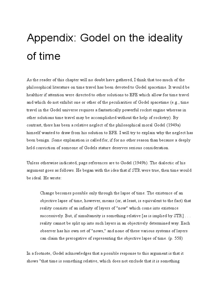 Godel's Ideality of Time Explained | PDF