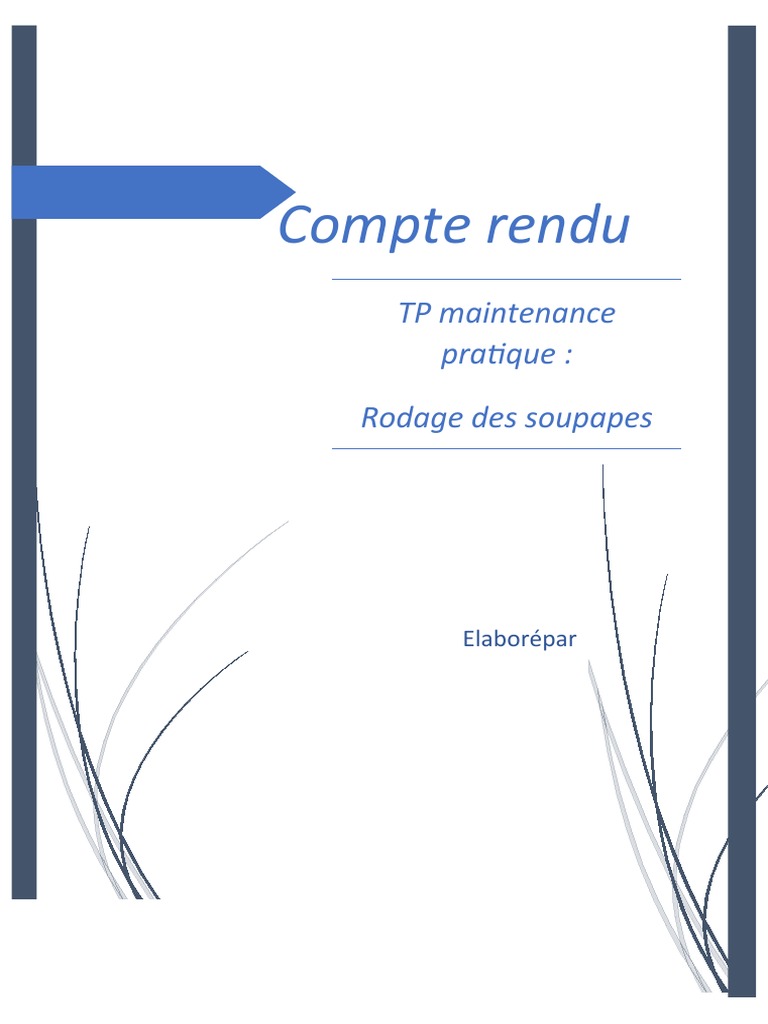 Compte Rendu: TP Maintenance Pratique: Rodage Des Soupapes | PDF