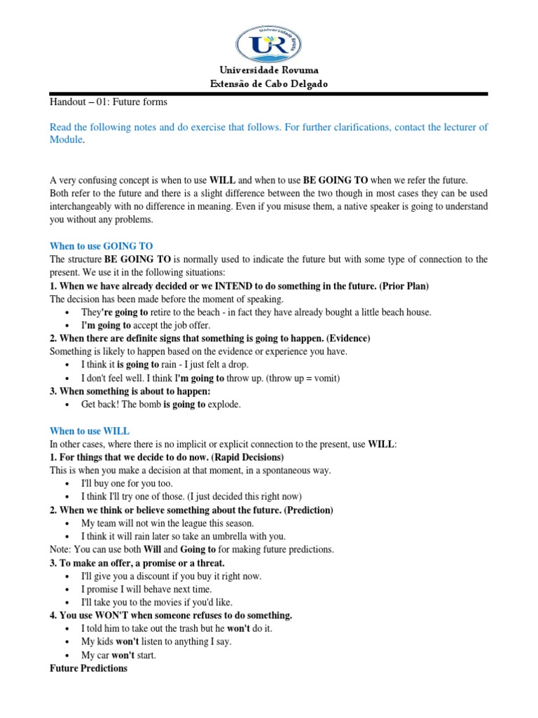 Handout 01 - Future Forms | PDF