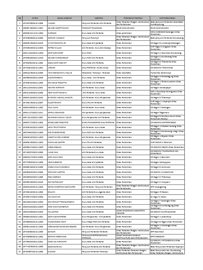 Data p3k Yang Harus Mengisi Lagi Gform Id Card | PDF