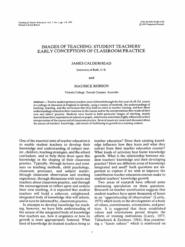 Calderhead Robson | PDF | Teachers | Knowledge