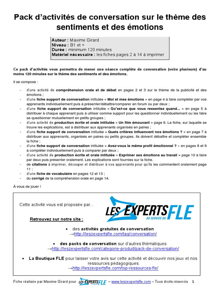 Pack de Conversation Sentiments | PDF