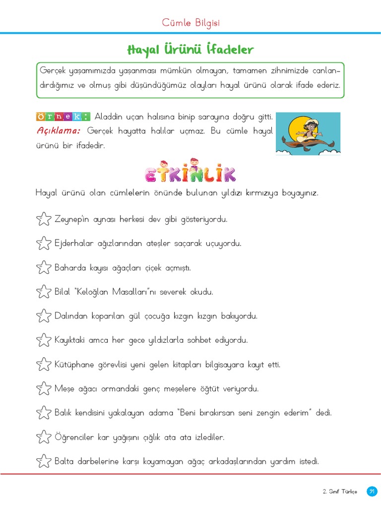 2. Sınıf Türkçe Hayal Ürünü İfadeler | PDF